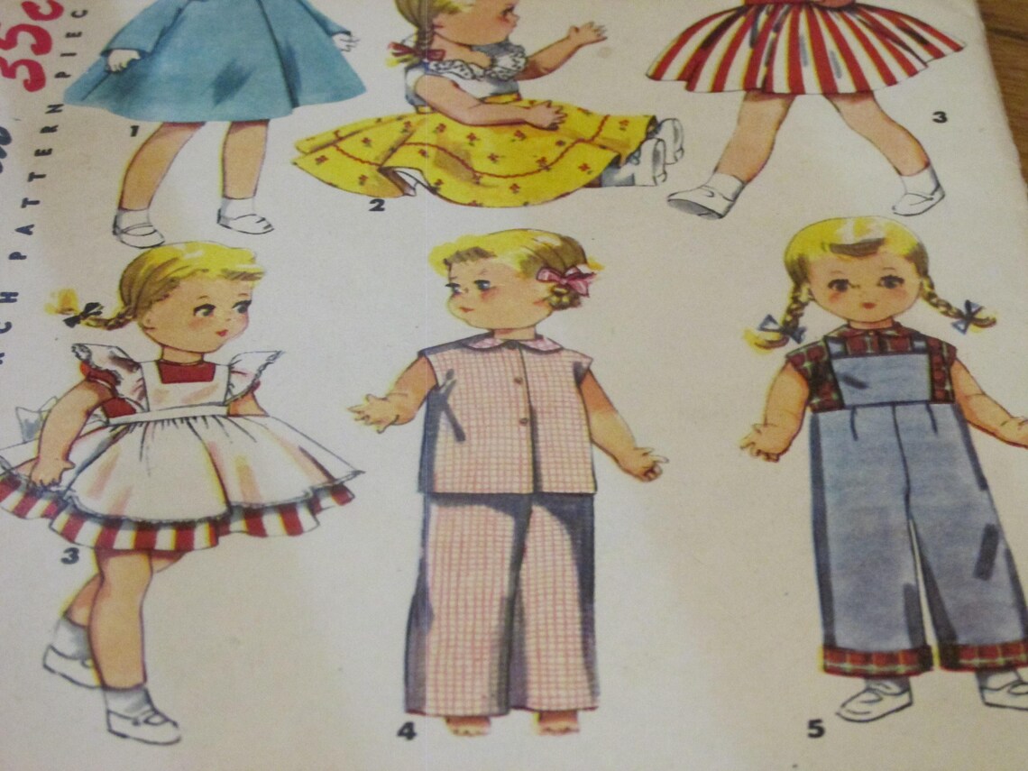 Vintage Original Doll Clothes Wardrobe Pattern / 1953 / Partial Cut - Etsy