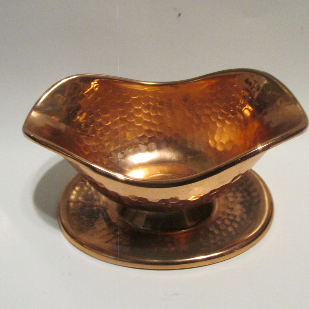 Hammered Copper Coated Bowl With Underplate / Serving - Etsy
