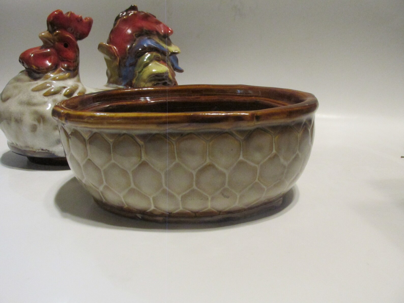 Farmhouse, Rooster on Chicken Wire Ceramic Bowl, Kitchen Decor, Storage ...