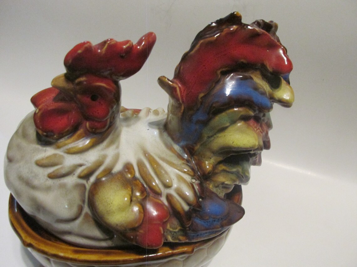 Farmhouse, Rooster on Chicken Wire Ceramic Bowl, Kitchen Decor, Storage ...
