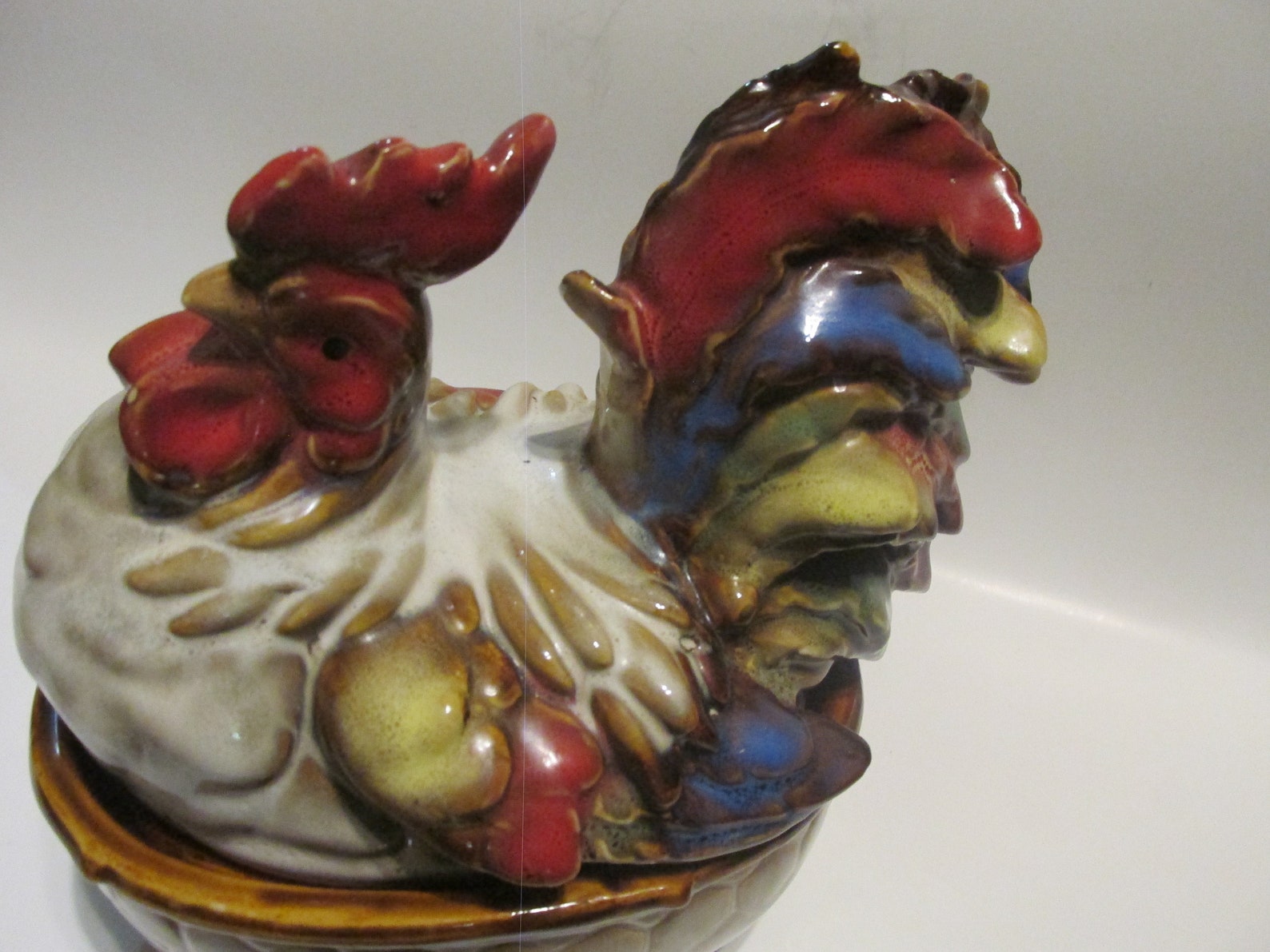 Farmhouse, Rooster on Chicken Wire Ceramic Bowl, Kitchen Decor, Storage ...