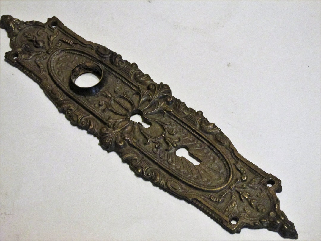 Antique Ornate Victorian Brass Door Lock Panel, Door Lock Cover, Double ...