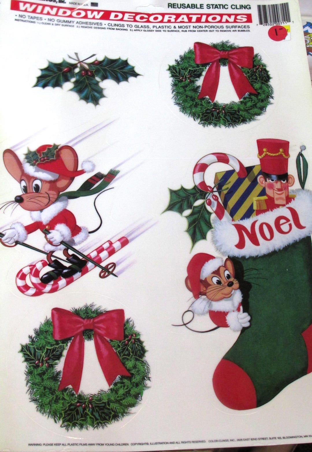 Christmas Mouse Color Window Clings - Etsy