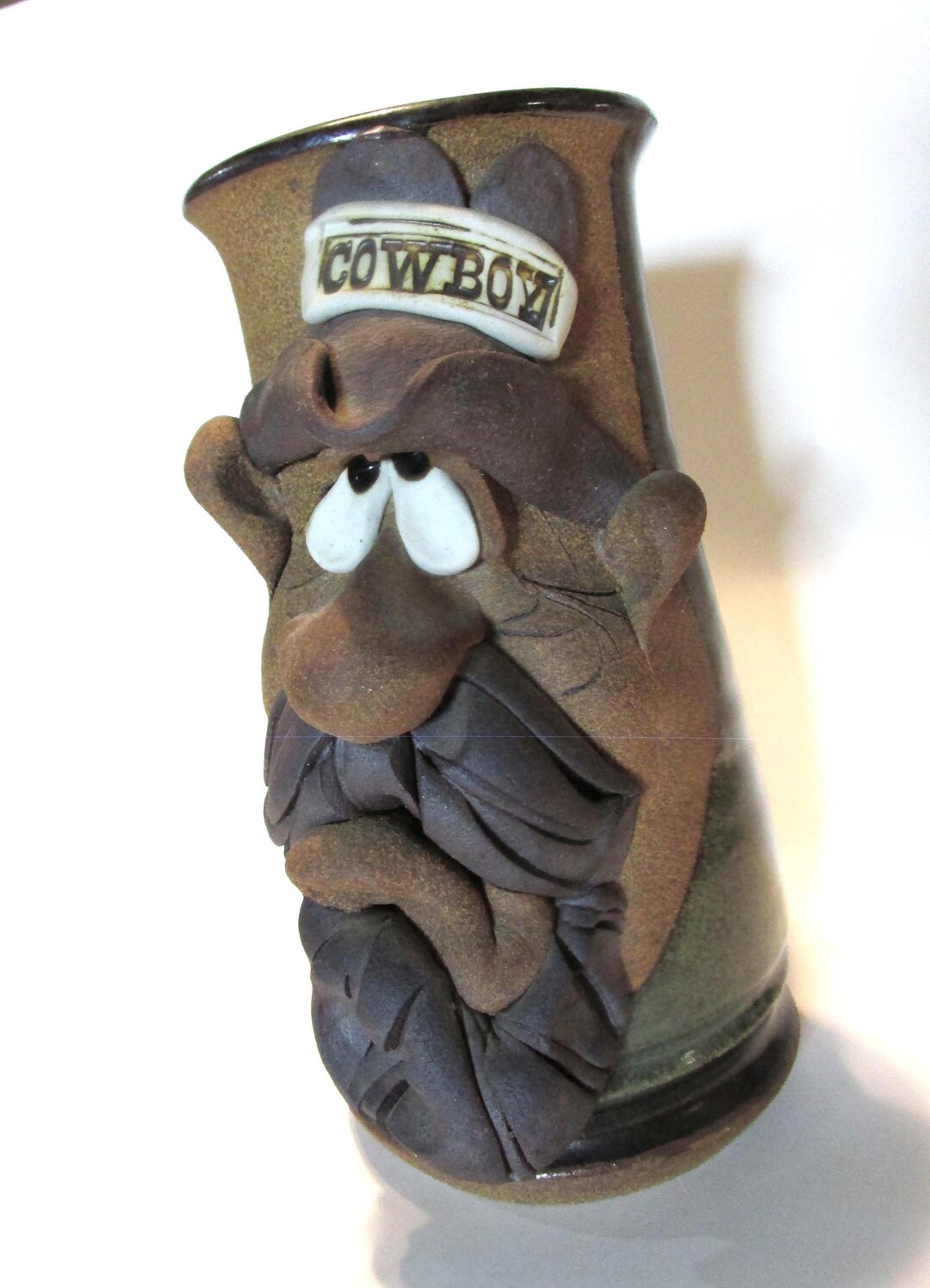 Mahon Hand Made and Signed 1980's XL Stoneware Cowboy Stein, Mug With ...