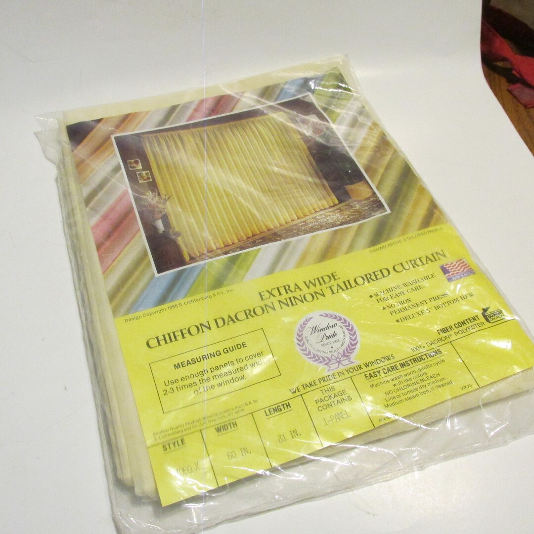Mid-century Extra Wide Chiffon Dacron Tailored Curtains, 60 by 81 ...