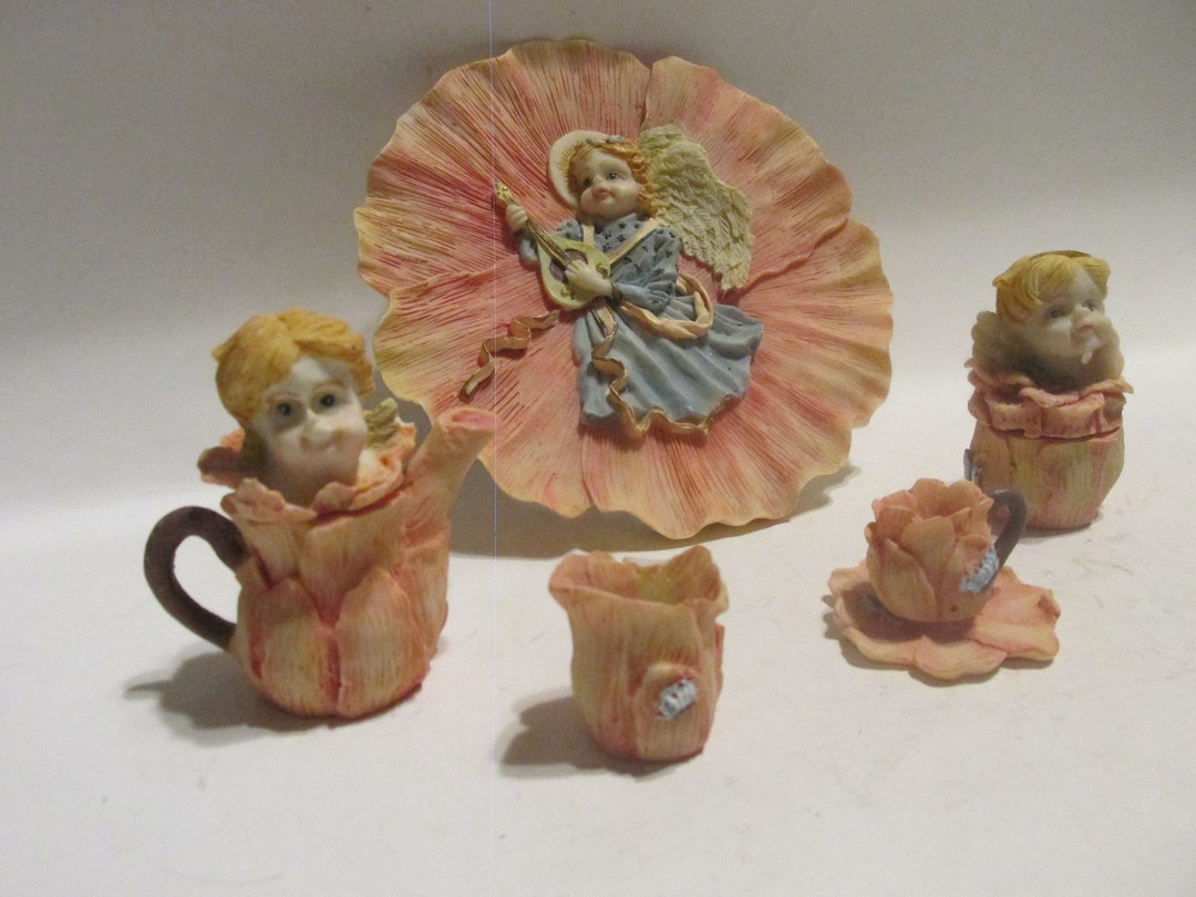 House of Llyod Tiny Angel Tea Set 1998, Resin, 8 Piece Set - Etsy