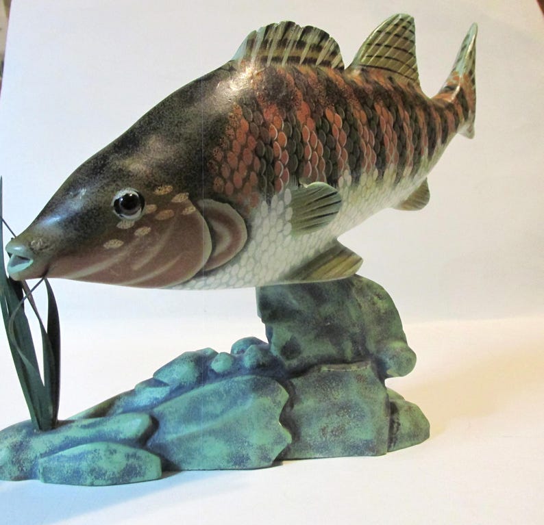 Hand Carved and Painted, 1970's Walleye Display, Sticker People's ...