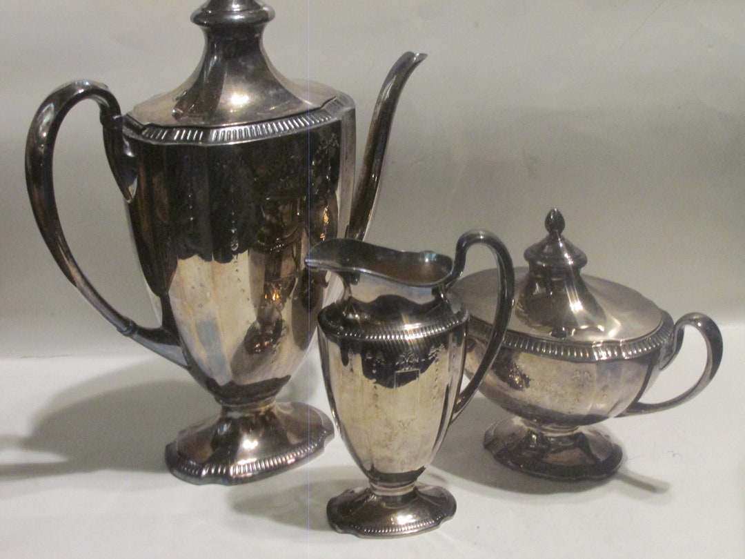 Antique Silver Plate Community Plate 1920's Service Set / Tea Set With ...