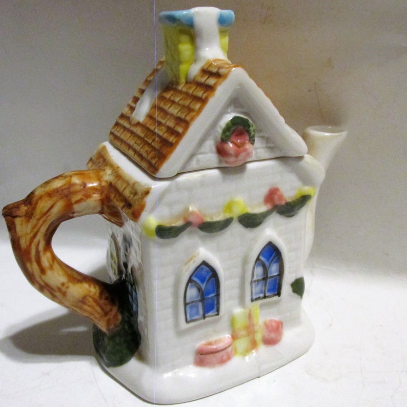 Christmas Cottage House Cottage Church Hand Painted Teapot - Etsy