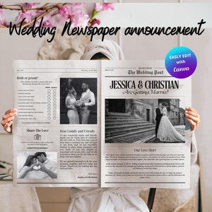 Wedding Newspaper Template With Photo Wedding Newspaper Announcement ...
