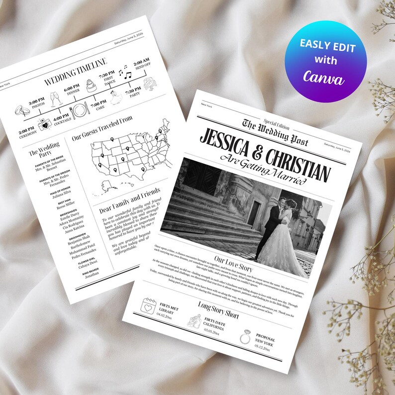 Wedding Newspaper Template With Photo, Wedding Newspaper Template ...