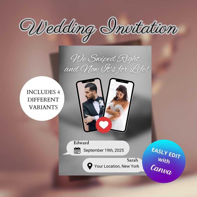 Tinder Wedding Invitation - Etsy