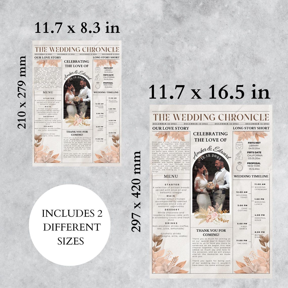 Wedding Newspaper Template With Photo Wedding Newspaper Announcement ...