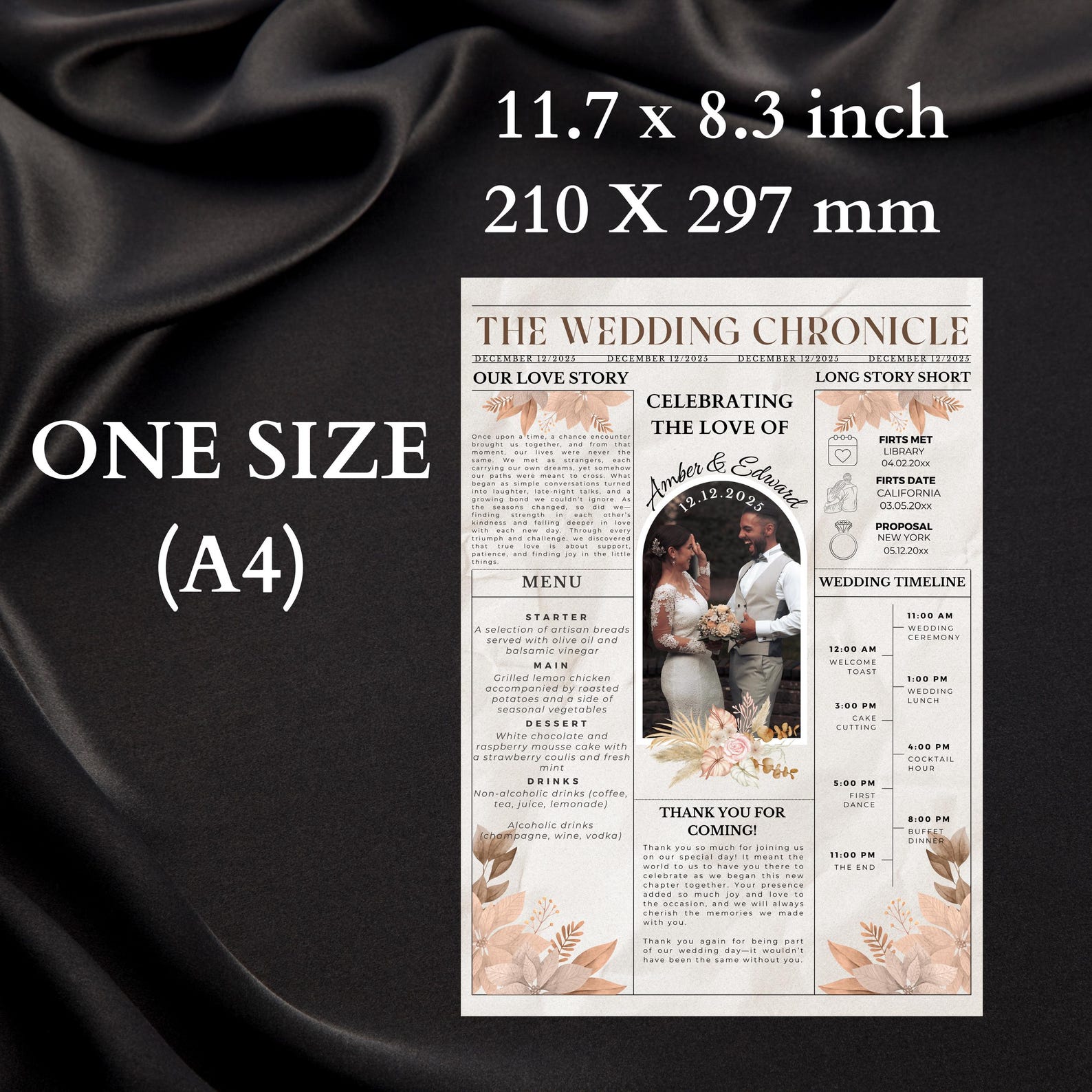 Wedding Newspaper Template With Photo Wedding Newspaper Announcement ...