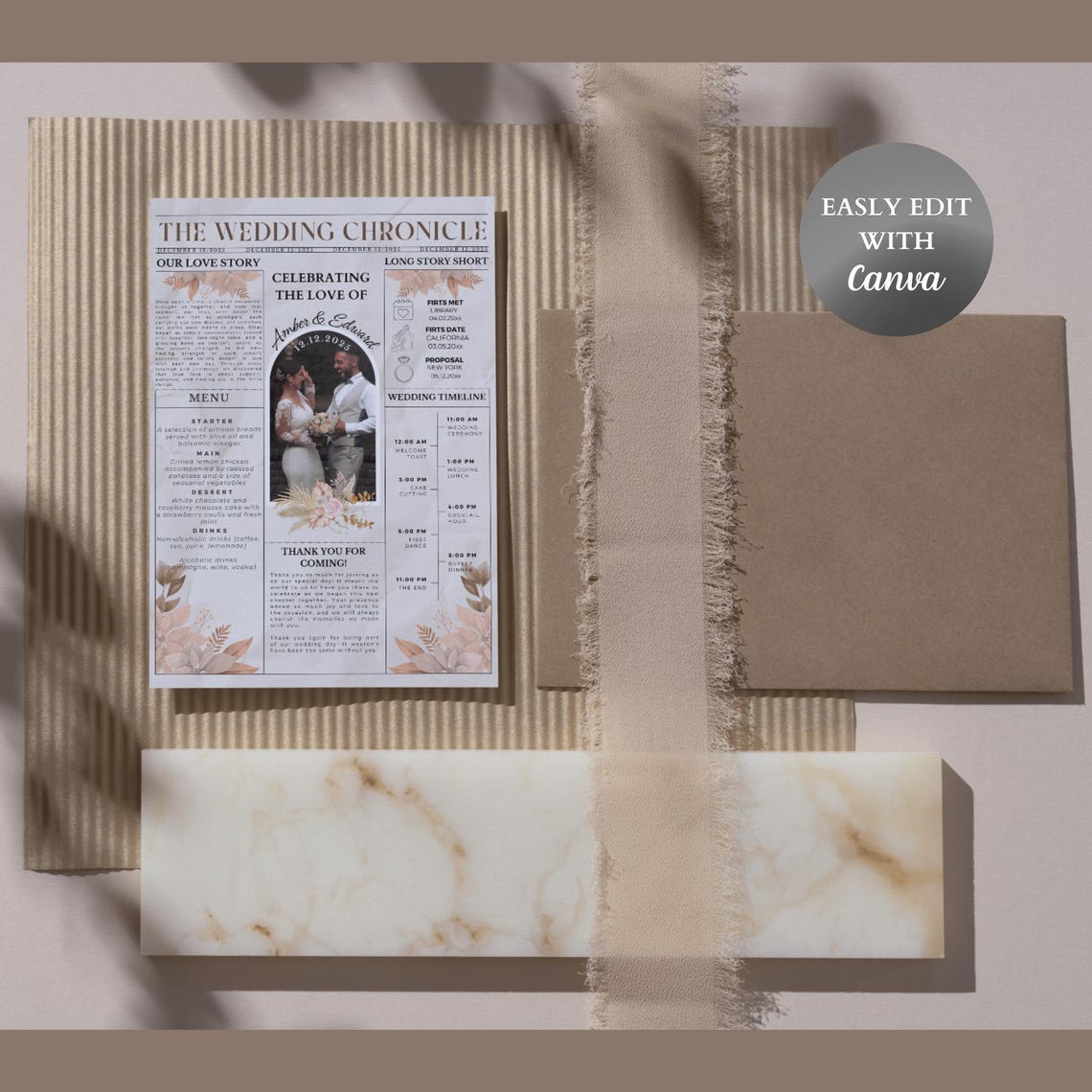 Wedding Newspaper Template With Photo Wedding Newspaper Announcement ...