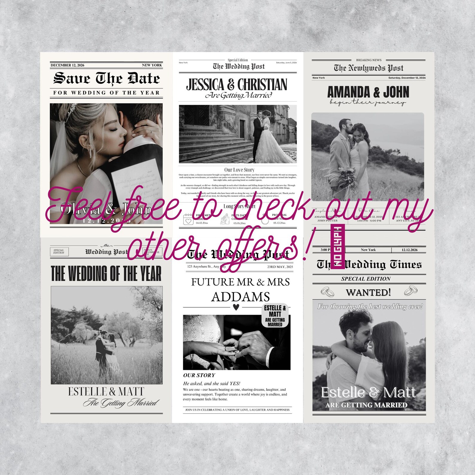 Wedding Newspaper Template With Photo Wedding Newspaper Announcement ...