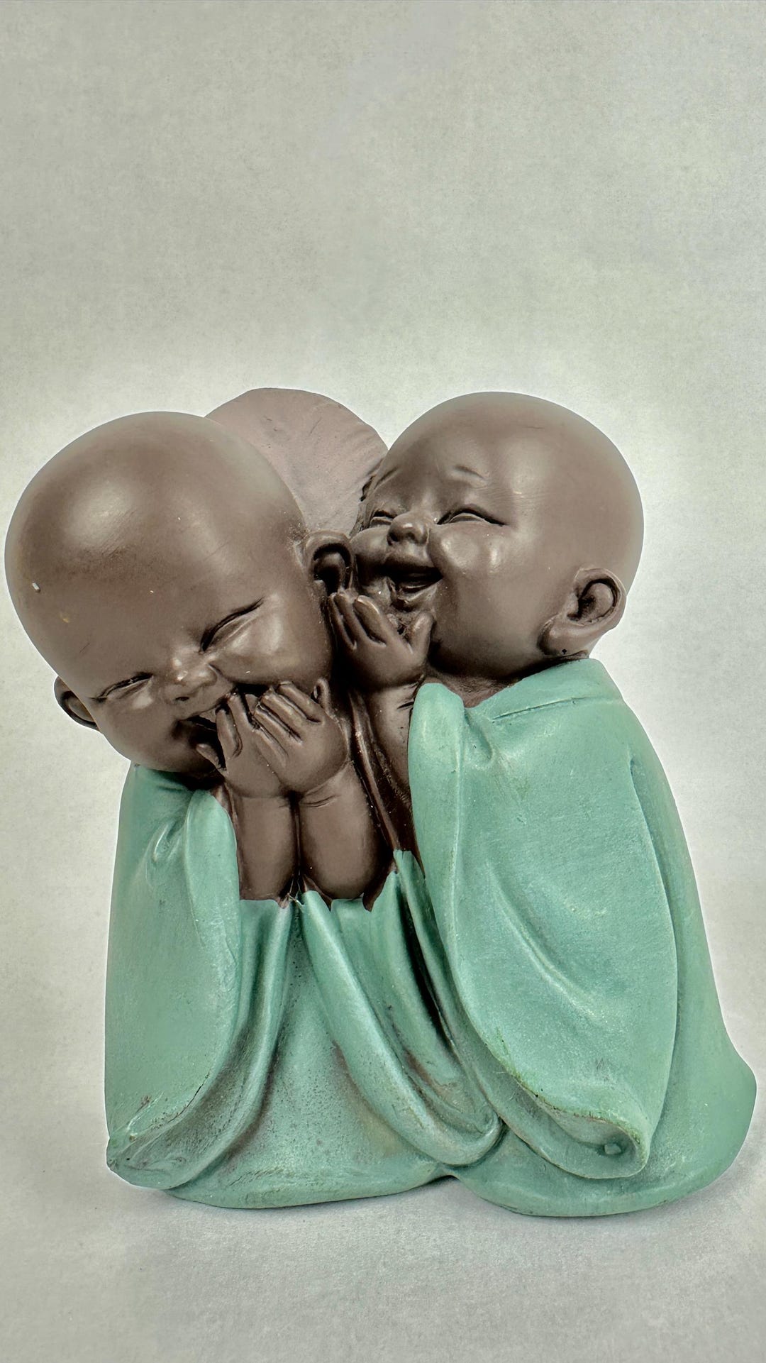 Whispering Bonze Statuette – Gift Idea – Height: 8 Cm – Green and Brown ...