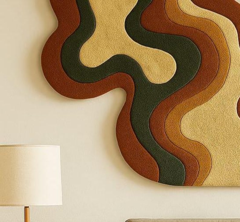 Modern Wall Rug – Abstract Sculptural Hand Tufted Wool Art in Organic ...