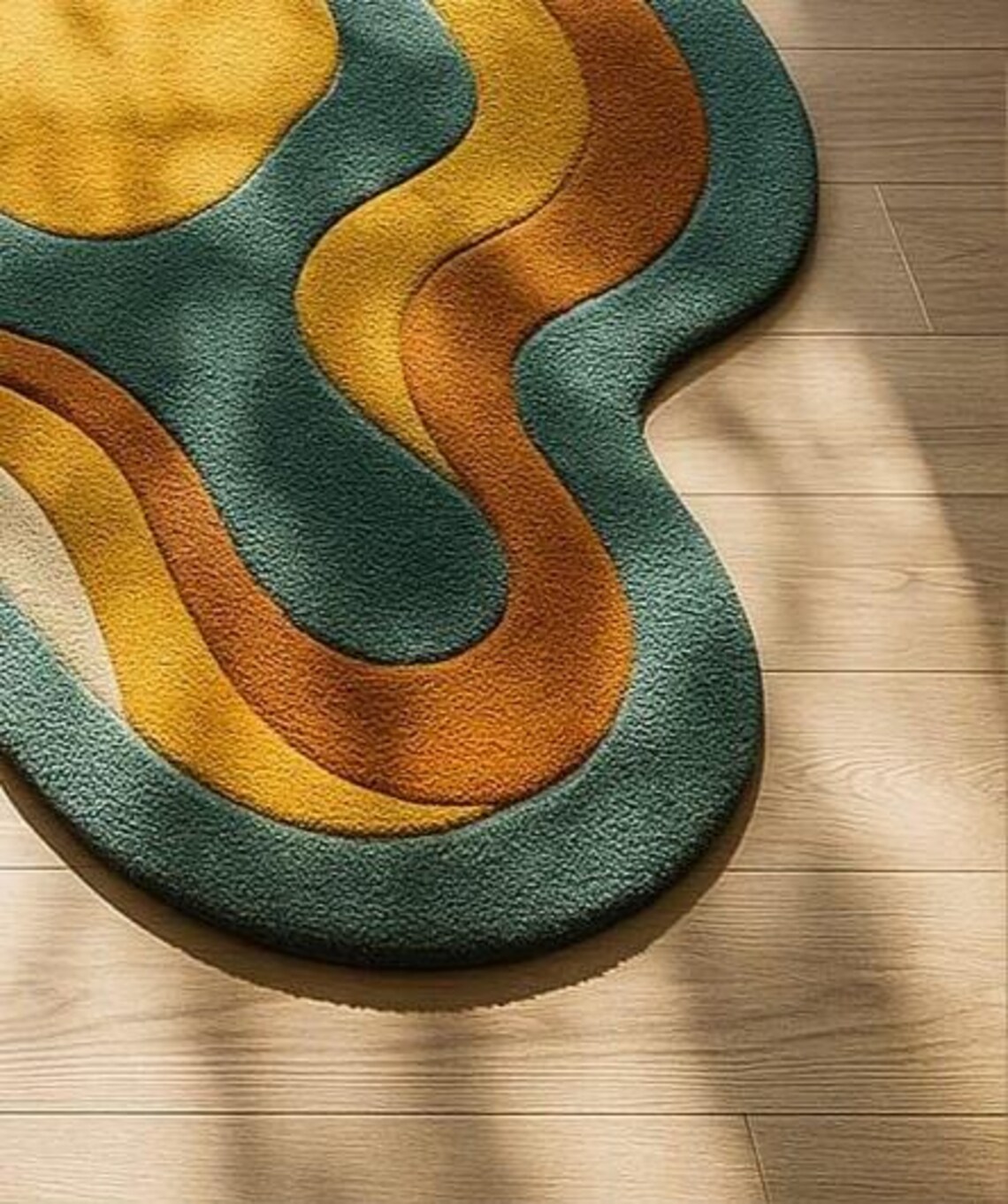 Modern Mustard Orange 3D Amoeba Shape Hand Tufted Wool 8x10 Area Rug ...