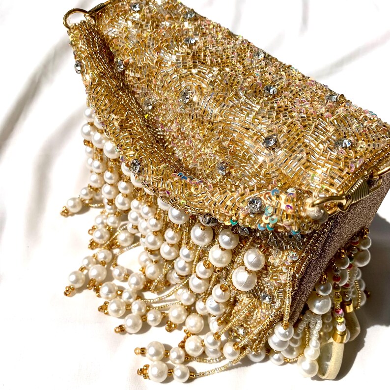 Beautiful Majestic Pearl Bridal Flap Clutch Gifts Handbag Purse Box Bag ...