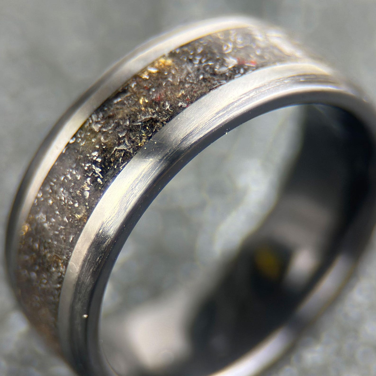 Meteorite Ring With Gold Leaf: Handmade Cosmic Wedding Band - Etsy