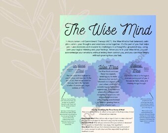 The Wise Mind DBT Worksheets, Mental Health Tools for Emotional Balance ...