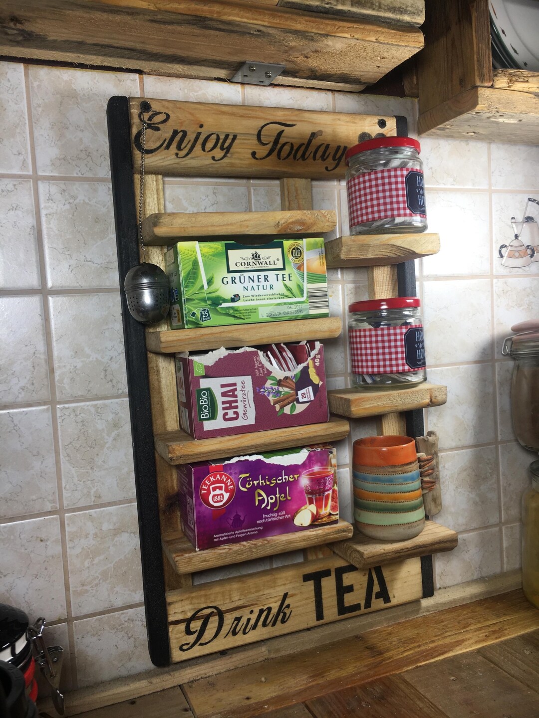 Tea Shelf Kitchen Shelf Made of Pallet Wood - Etsy