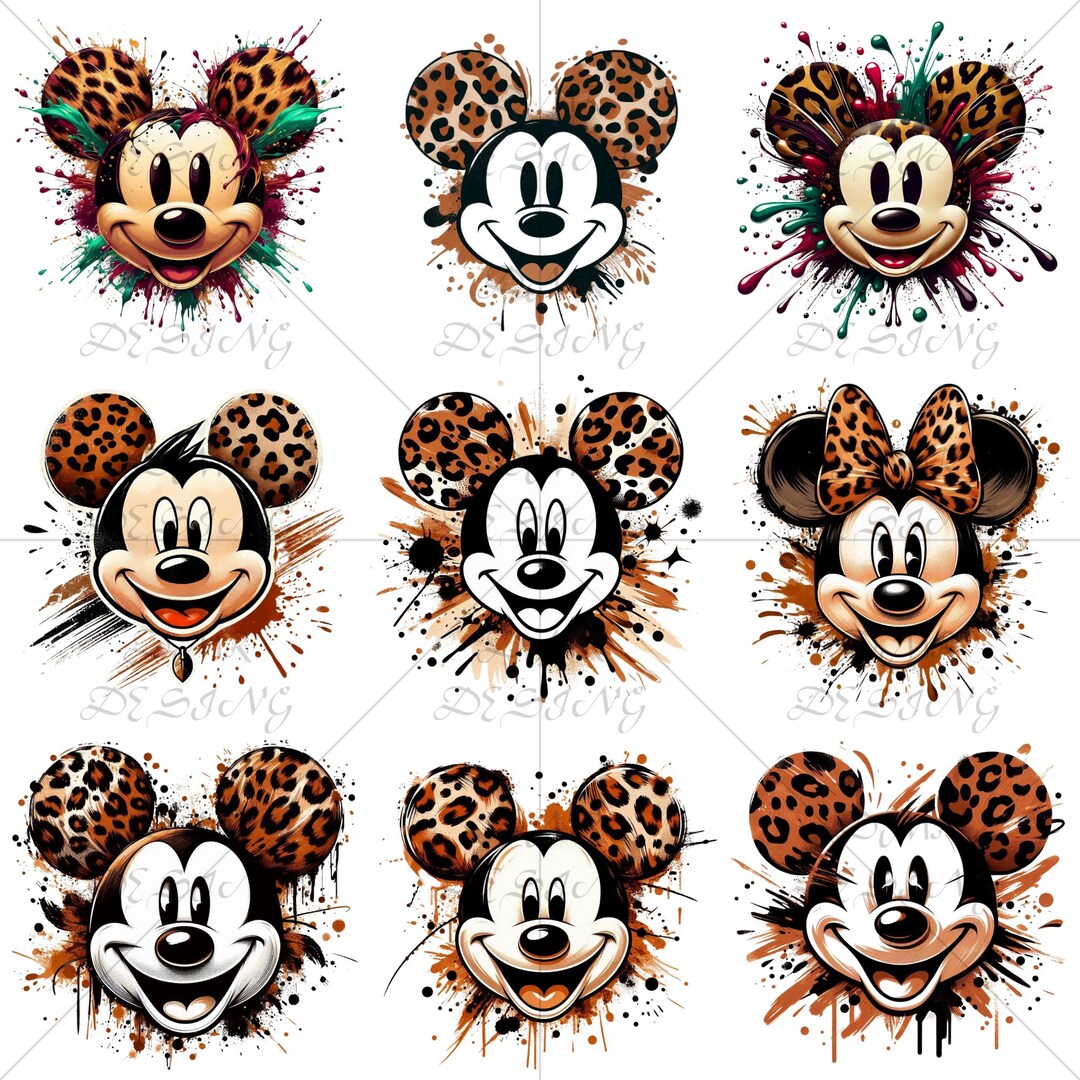 Leopard Mickey Mouse Head, Animal Print Mickey, Leopard Mickey Mouse ...