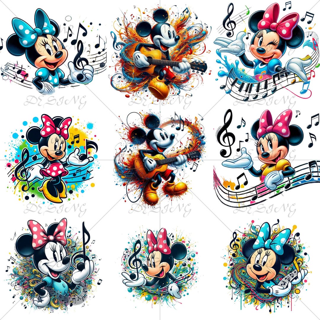 Cute Mouse Clipart, Mickey Music Mix Bundle, Mickey and Minnie Music ...
