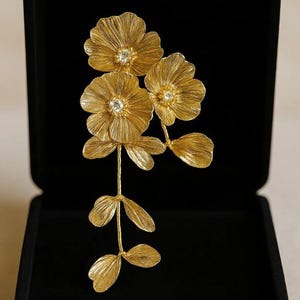 Gold Flower Earrings | Layered Large Flower Design | Summer Wedding and ...