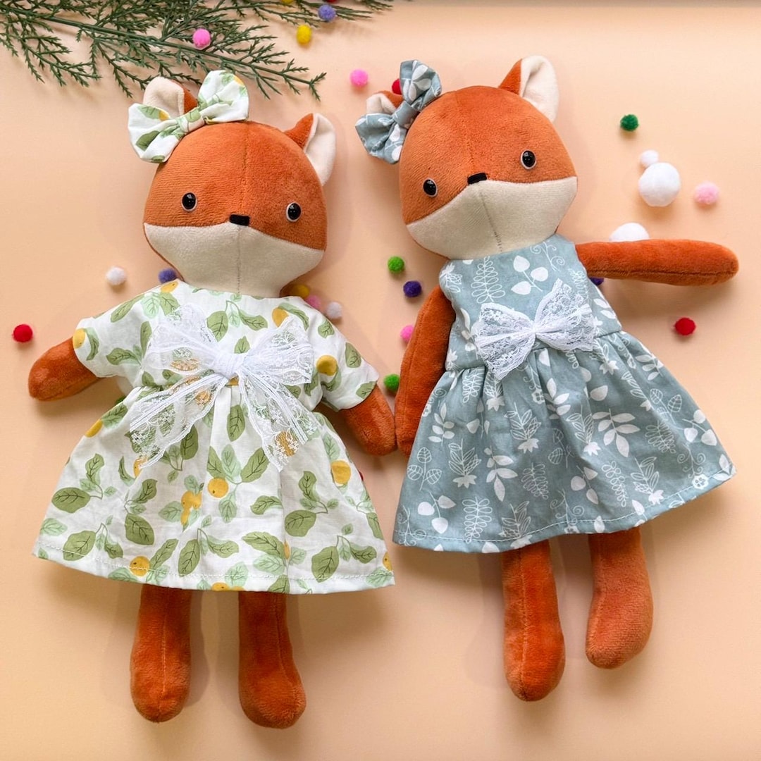 Handcrafted Fox Doll in a Dress, 14inches, Made From Minky Fabric, A ...