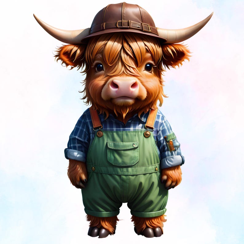 40 Chibi Highland Cow With Costume PNG Bundle, Costumed Highland Cow ...