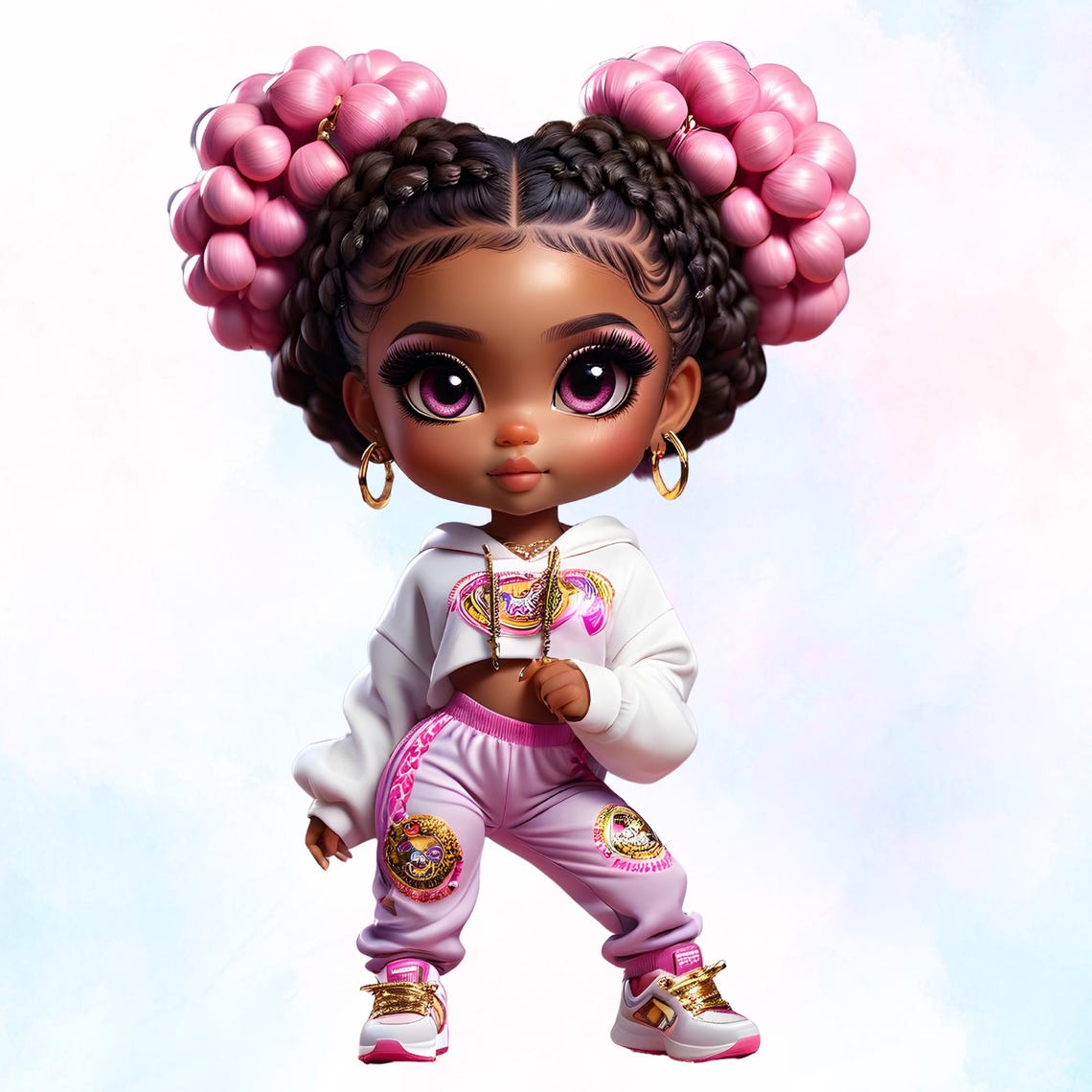 40 Afro Chibi Girl PNG Bundle – African Chibi Doll Digital Art – Cute ...