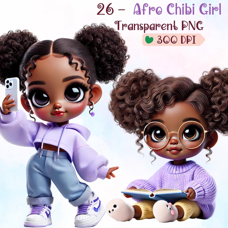 26 Afro Chibi Girl PNG - Afro American Chibi Girl Clipart, Black Girl ...