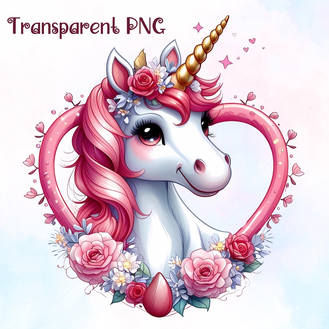 Valentine Unicorn PNG Bundle – Floral Clipart, Sublimation Designs ...