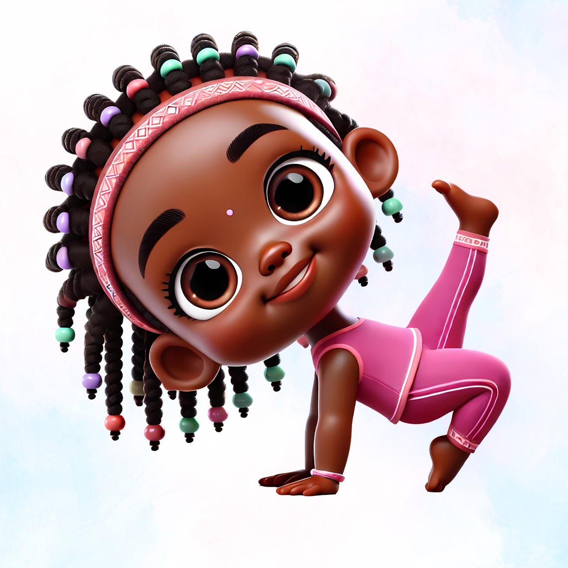 34 Chibi African Yoga Girls PNG Bundle, Afro Baby Doll Yoga Pose PNG ...
