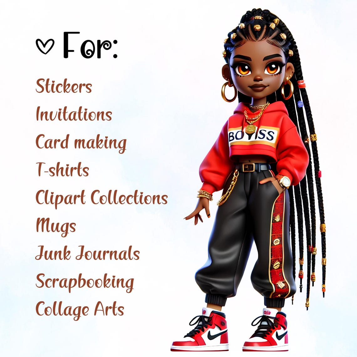 21 Afro Hip-hop Chibi Girl Clipart, Urban Style Characters, Graffiti ...