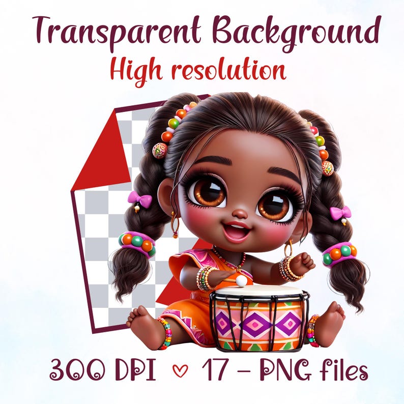 17 Afro Chibi Girl Clipart Bundle, Black Girl Chibi Clipart, High ...
