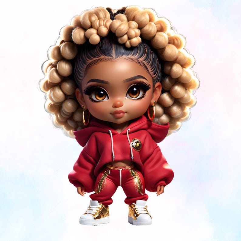 Afro Chibi Girl PNG Bundle – 40 African Doll Graphics (digital Art) - Etsy