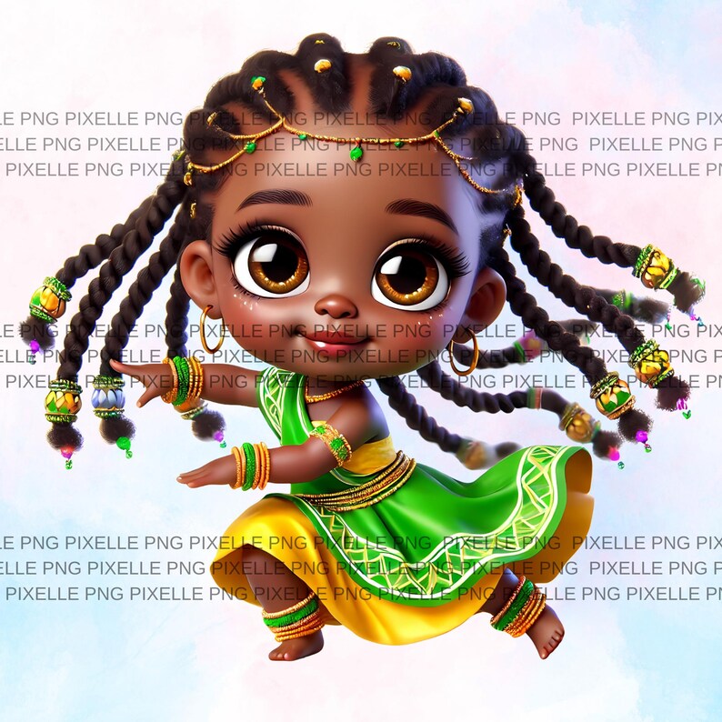 17 Afro Chibi Girl Clipart Bundle, Black Girl Chibi Clipart, High ...