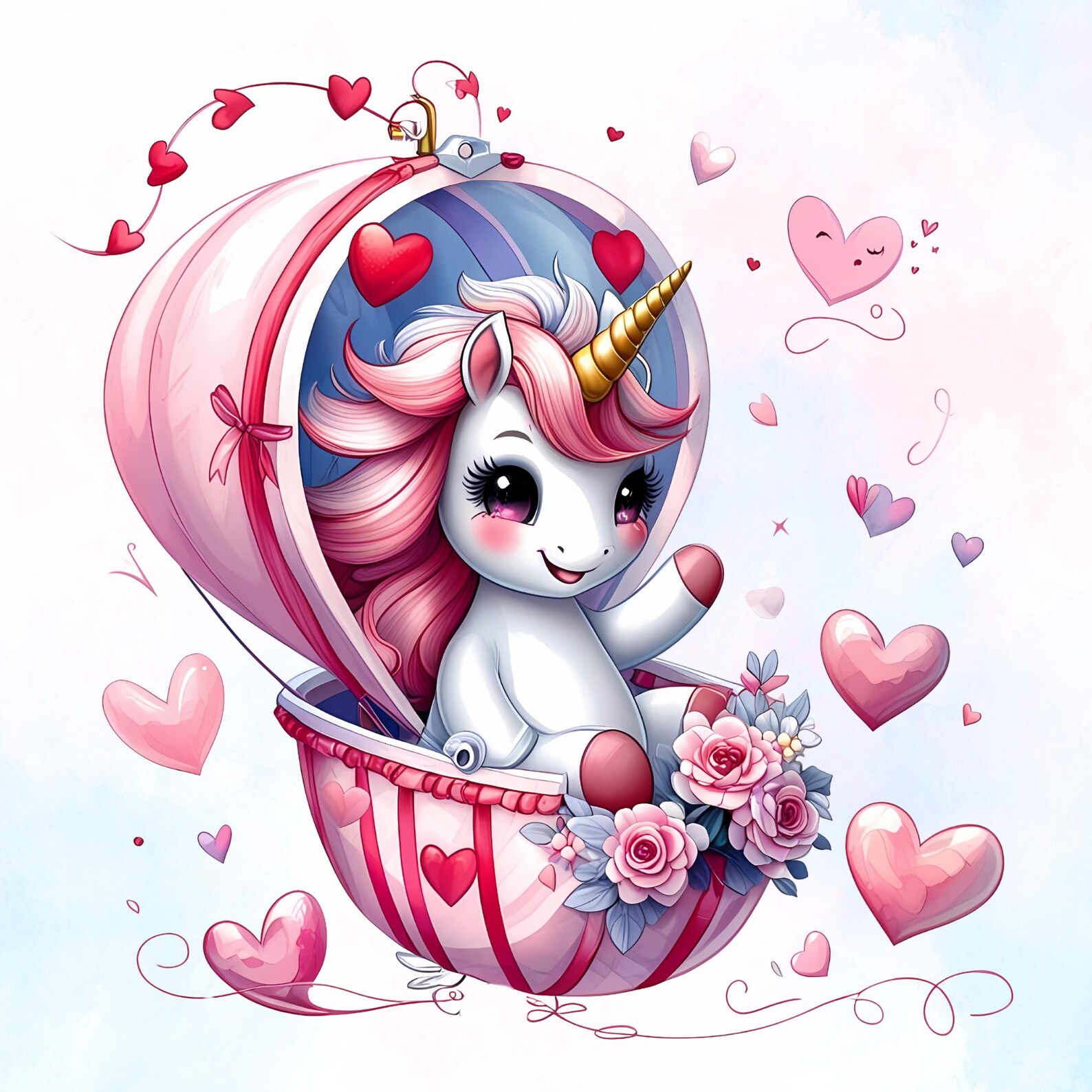 Valentine Unicorn PNG Bundle – Floral Clipart, Sublimation Designs ...