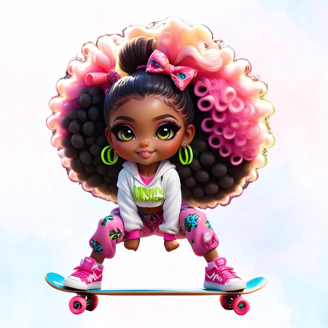 40 Afro Chibi Girl PNG Bundle – African Chibi Doll Digital Art – Cute ...