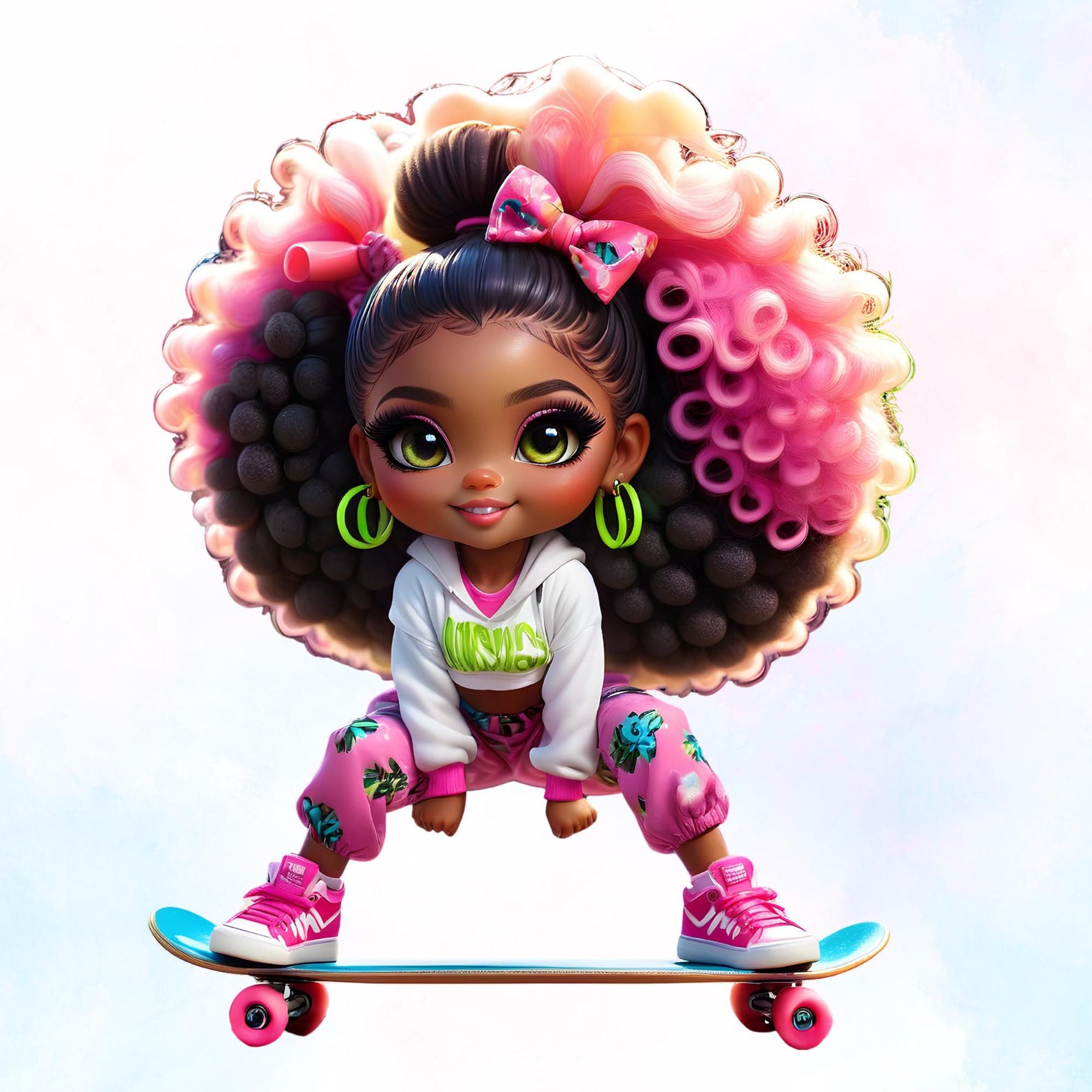 40 Afro Chibi Girl PNG Bundle – African Chibi Doll Digital Art – Cute ...