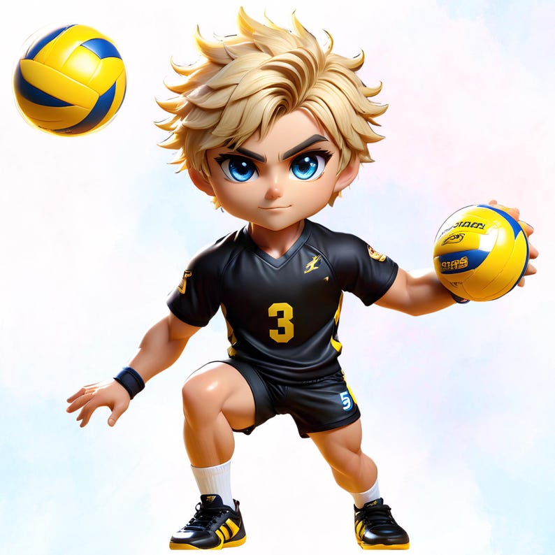 32 Volleyball Chibi Characters PNG – Cute Volleyball Player Clipart ...