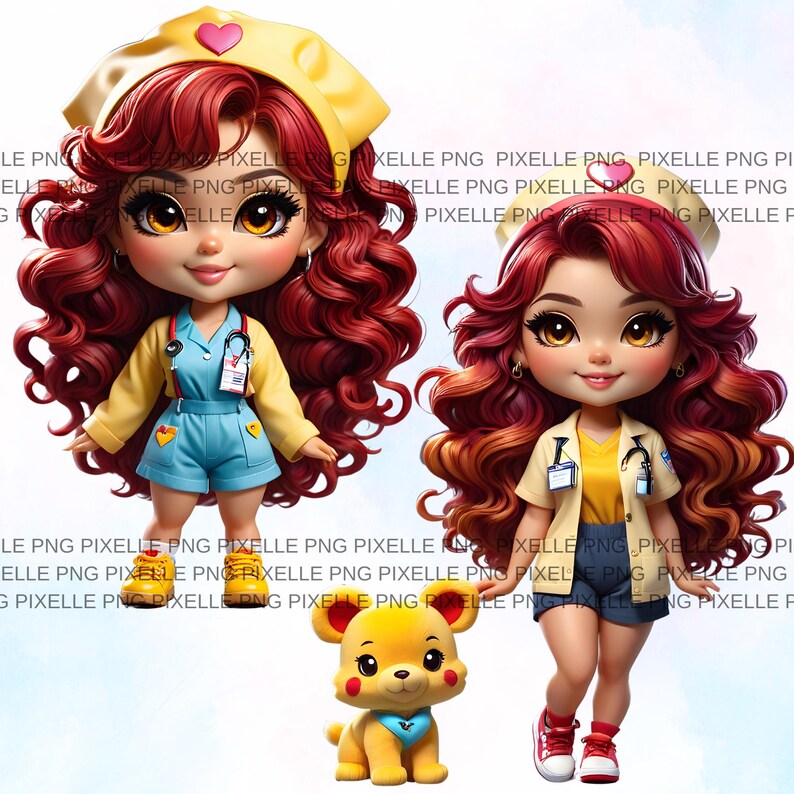 21 Nurse Chibi Character Clipart - Medical Staff PNG Bundle, Healthcare ...