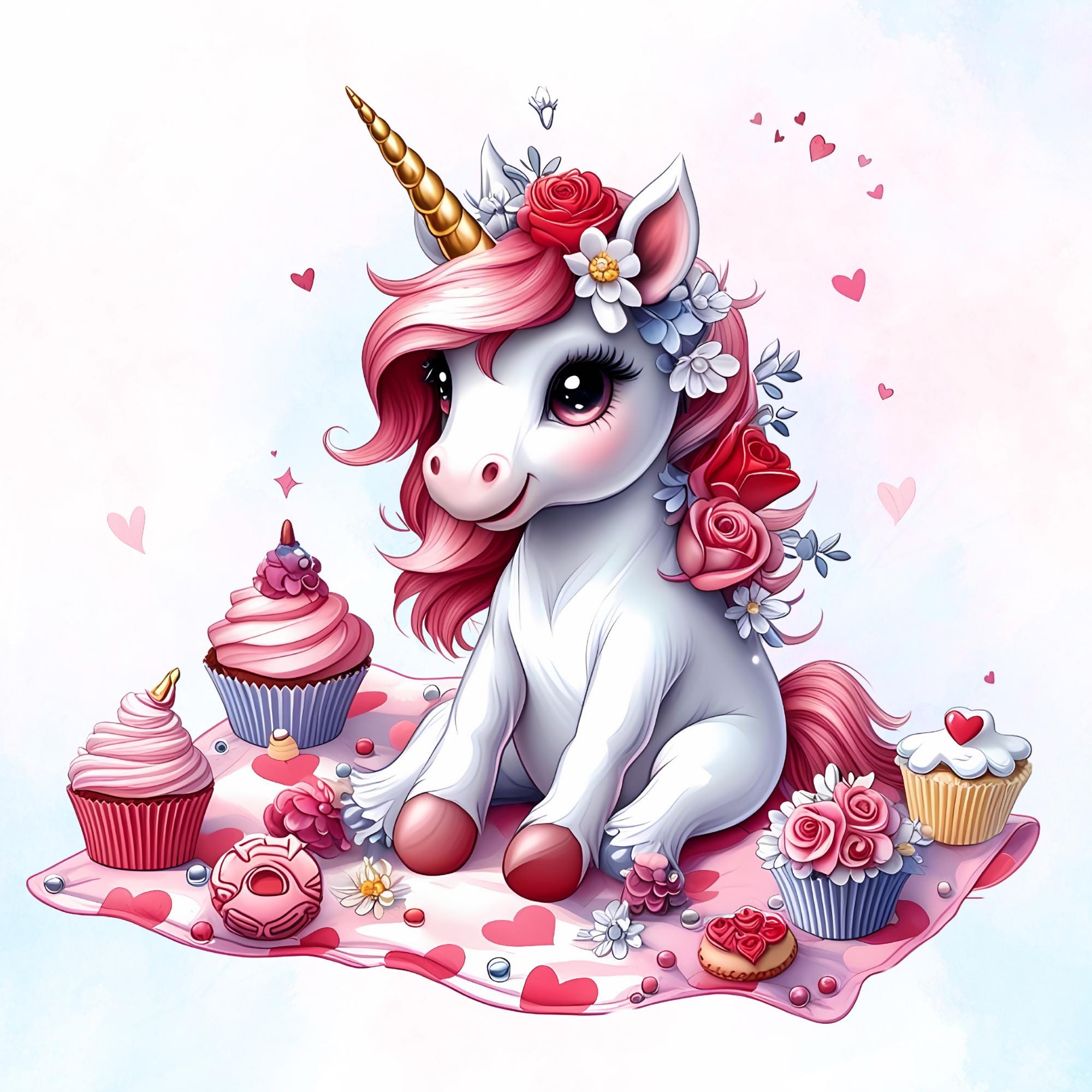 Valentine Unicorn PNG Bundle – Floral Clipart, Sublimation Designs ...