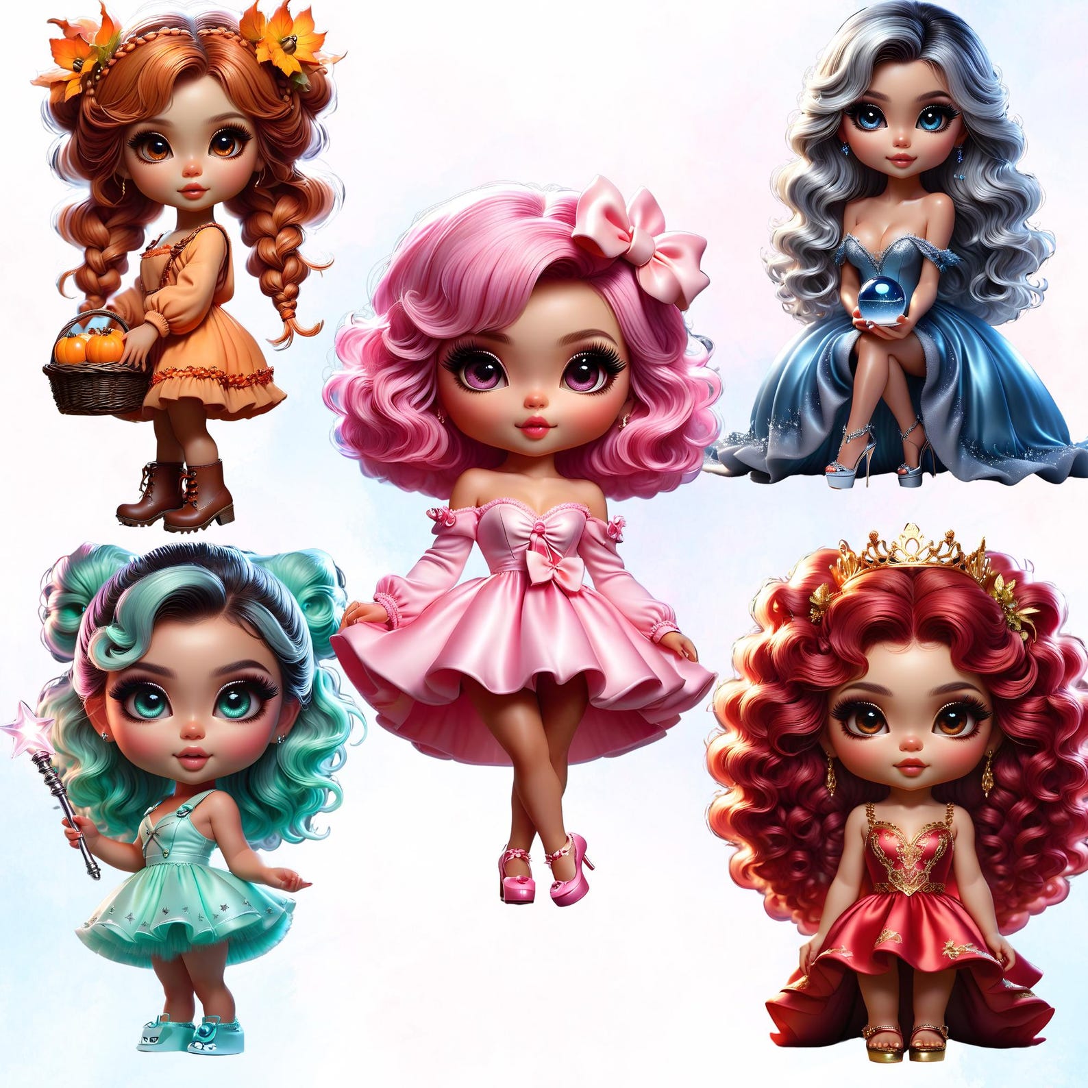 29 Cute Chibi Clipart Girl PNG Bundle – Digital Chibi Characters PNG ...