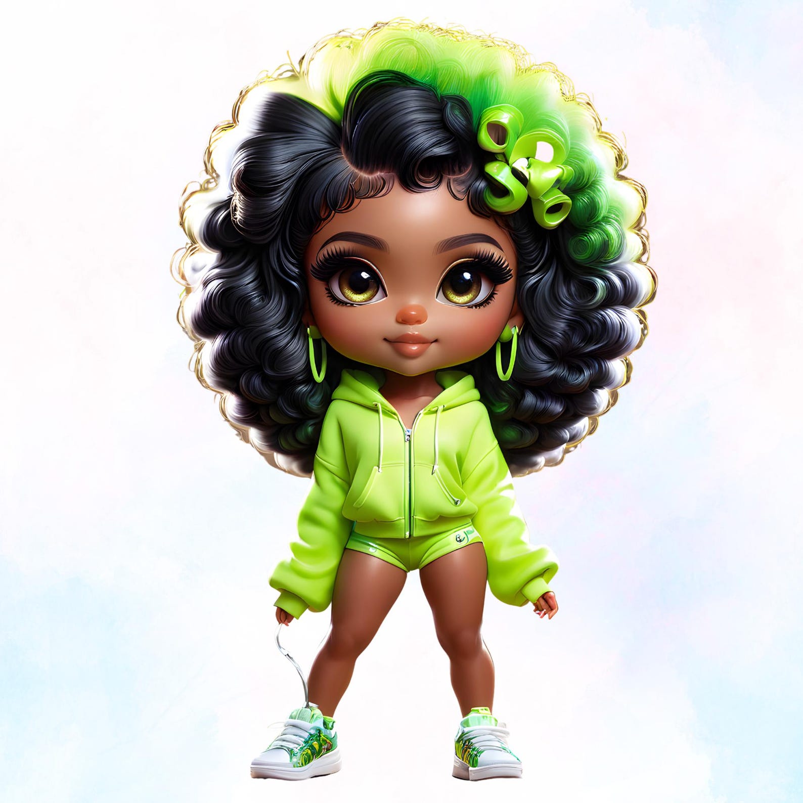 40 Afro Chibi Girl PNG Bundle – African Chibi Doll Digital Art – Cute ...