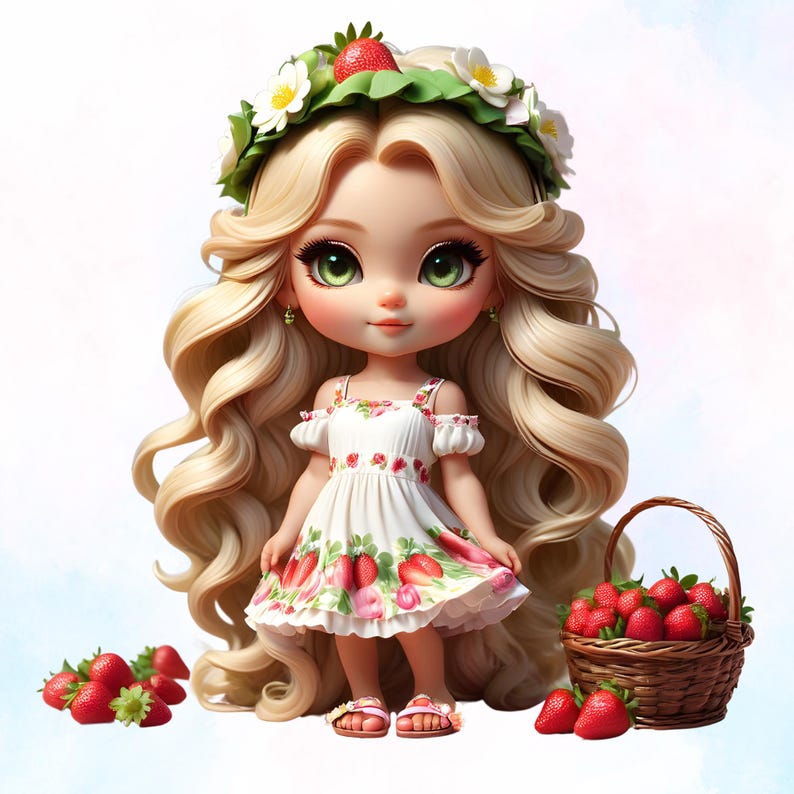 21 Cute Blonde Chibi Doll Clipart, Chibi Character PNG Set, Gorgeous ...