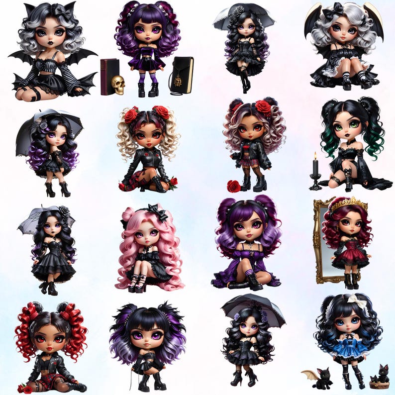 Méga lot de 600 poupées Chibi PNG - Clipart filles chibi ...